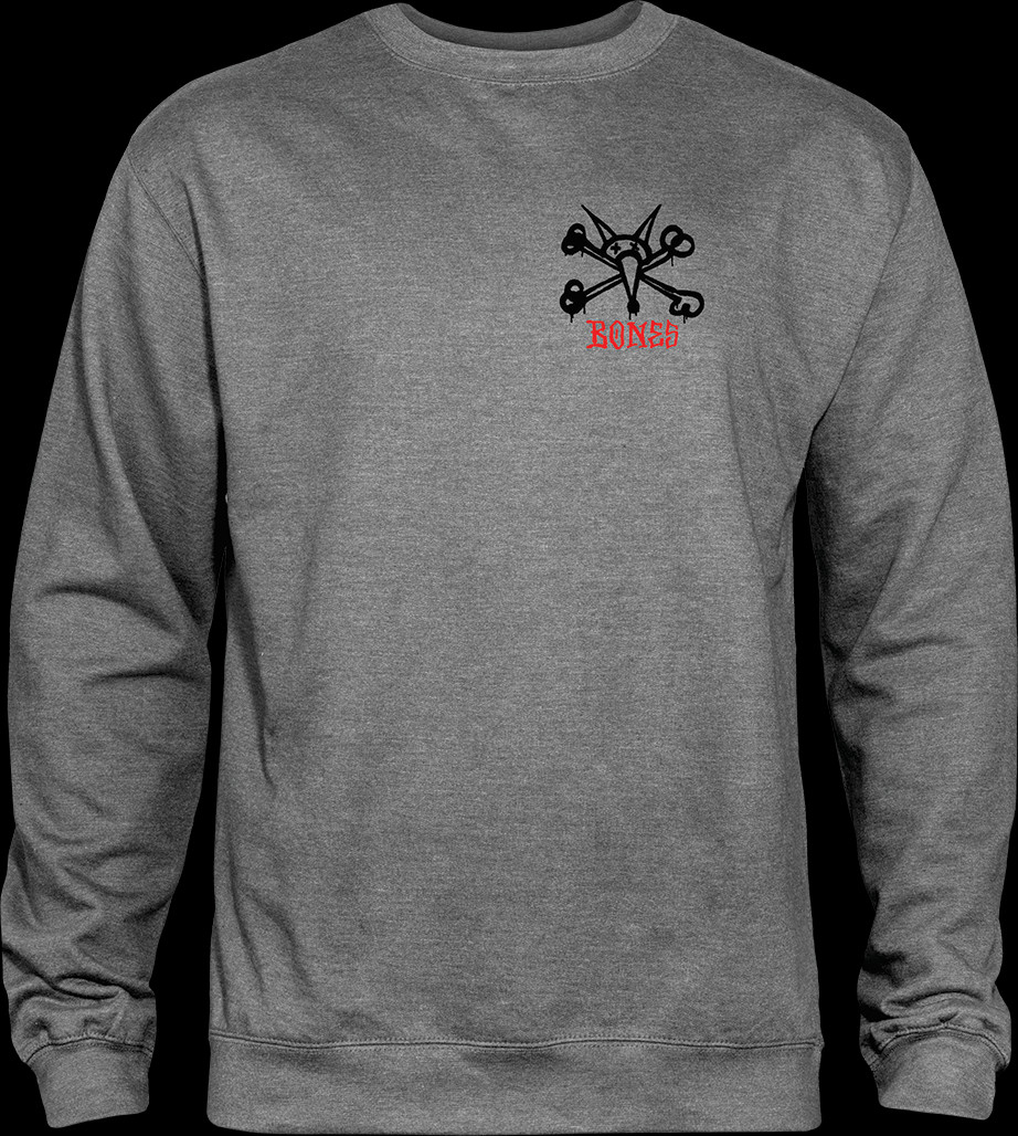 Powell Peralta Rat Bones Midweight Crewneck Sweatshirt - Gunmetal ...