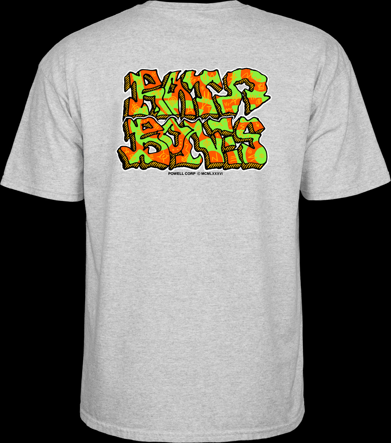 Powell Peralta Rat Bones Graffiti T-Shirt Athletic Heather Photo #1 ...