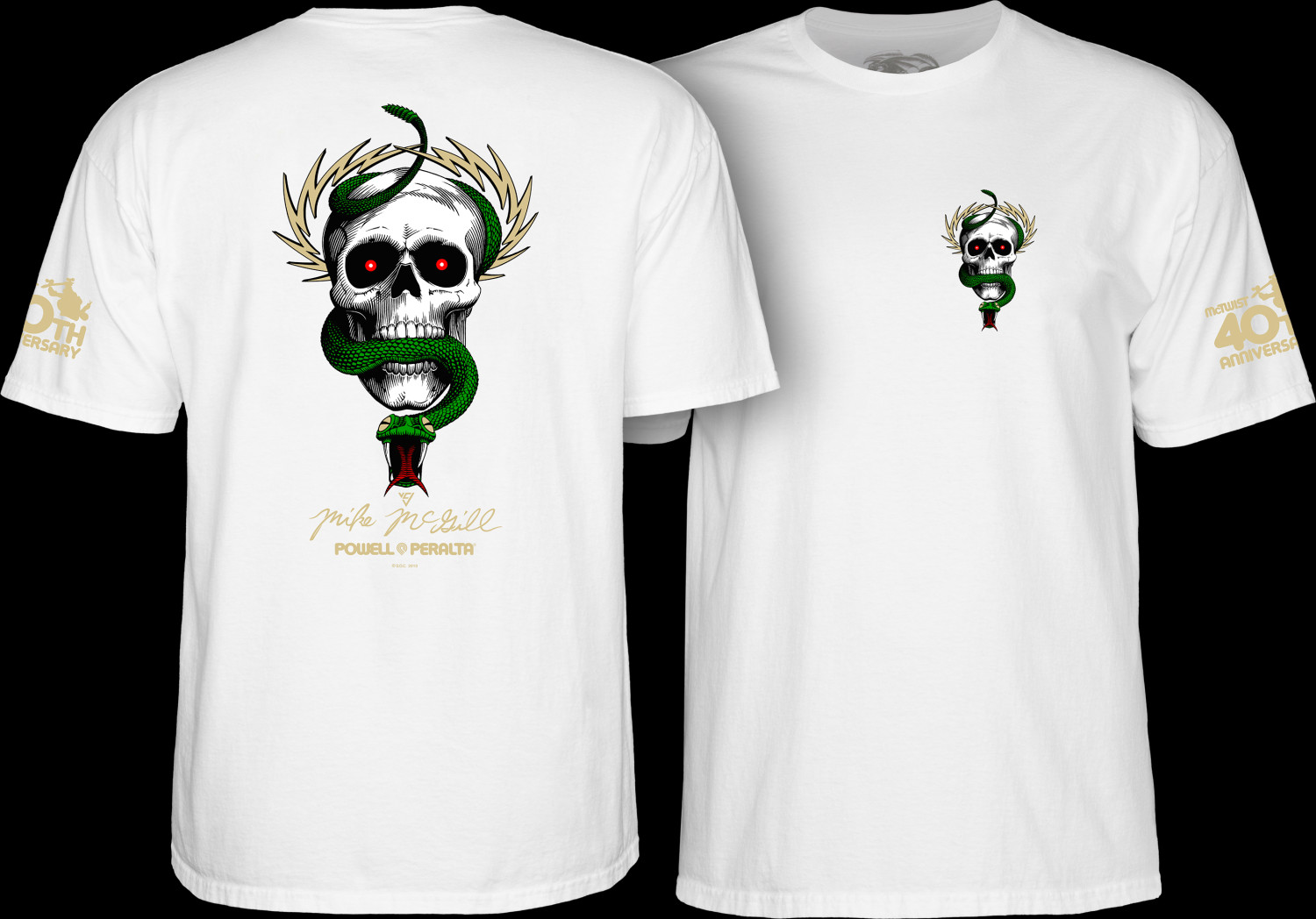 Powell Peralta McGill Skull & Snake 40th Anniversary T-Shirt White ...