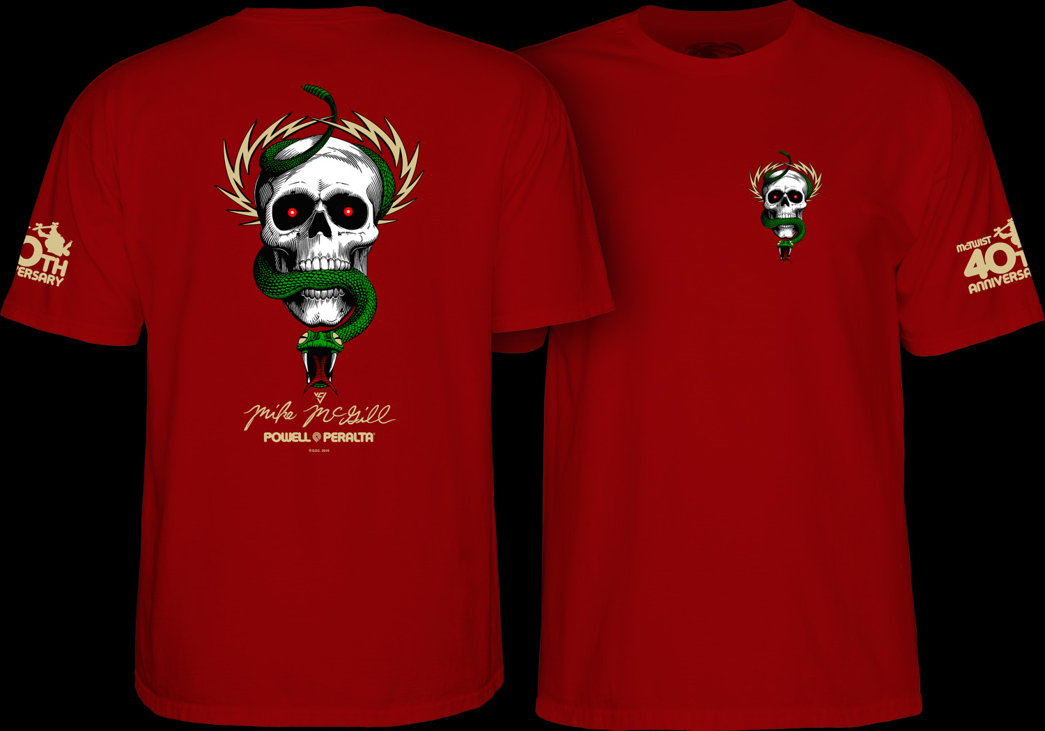 Powell Peralta McGill Skull & Snake 40th Anniversary T-shirt Garnet ...